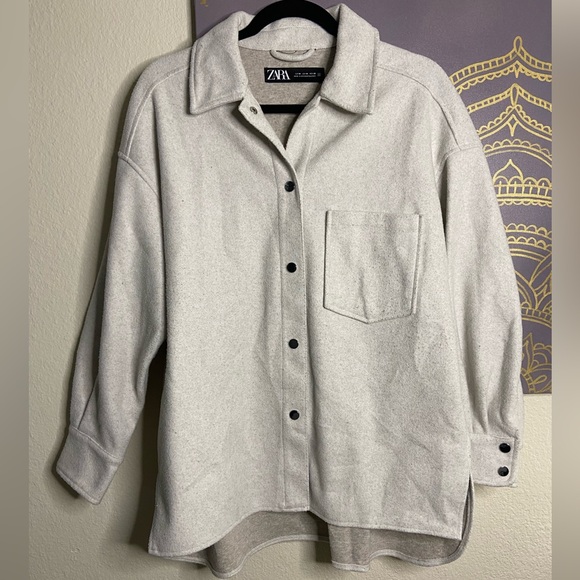 Zara | Jackets & Coats | Zara Creamoat Button Down Shacket | Poshmark